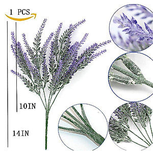 Evoio 10pcs Artificial Flocked Lavender Bouquet, DIY Bridle Flowers Arrangements Home Kitchen Garden Office Wedding Decor Floral-Purple