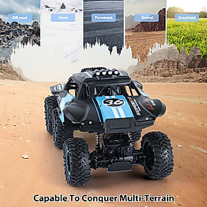 RC Car Crawler Hobby Truck 6WD 1:12 Large Scale Remote Control Car Off Road Climbing Vehicle Toy with Big LED Light Super Powerful Monster Truck, All Terrains Remote Control Car for Kids Adults