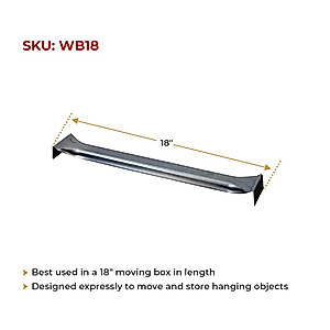 Mytee Products 10 Pack 18" Wardrobe Hanger Bar for Wardrobe Moving Boxes - Clothes Hanger Bar for Packing & Moving