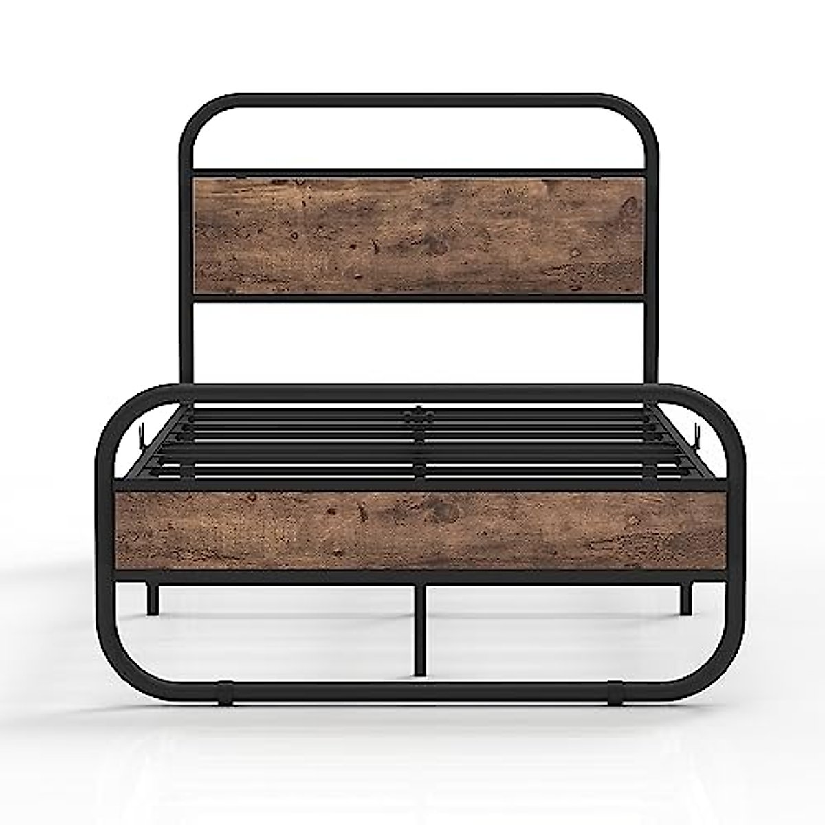 Vecilla Twin XL Bed Frame with Wood Headboard and Footboard, 12 inch Heavy Duty Platform Bed Frame No Box Spring Needed, Non Slip Mattress Foundation, Easy Assembly, Noise-Free, Rustic Brown
