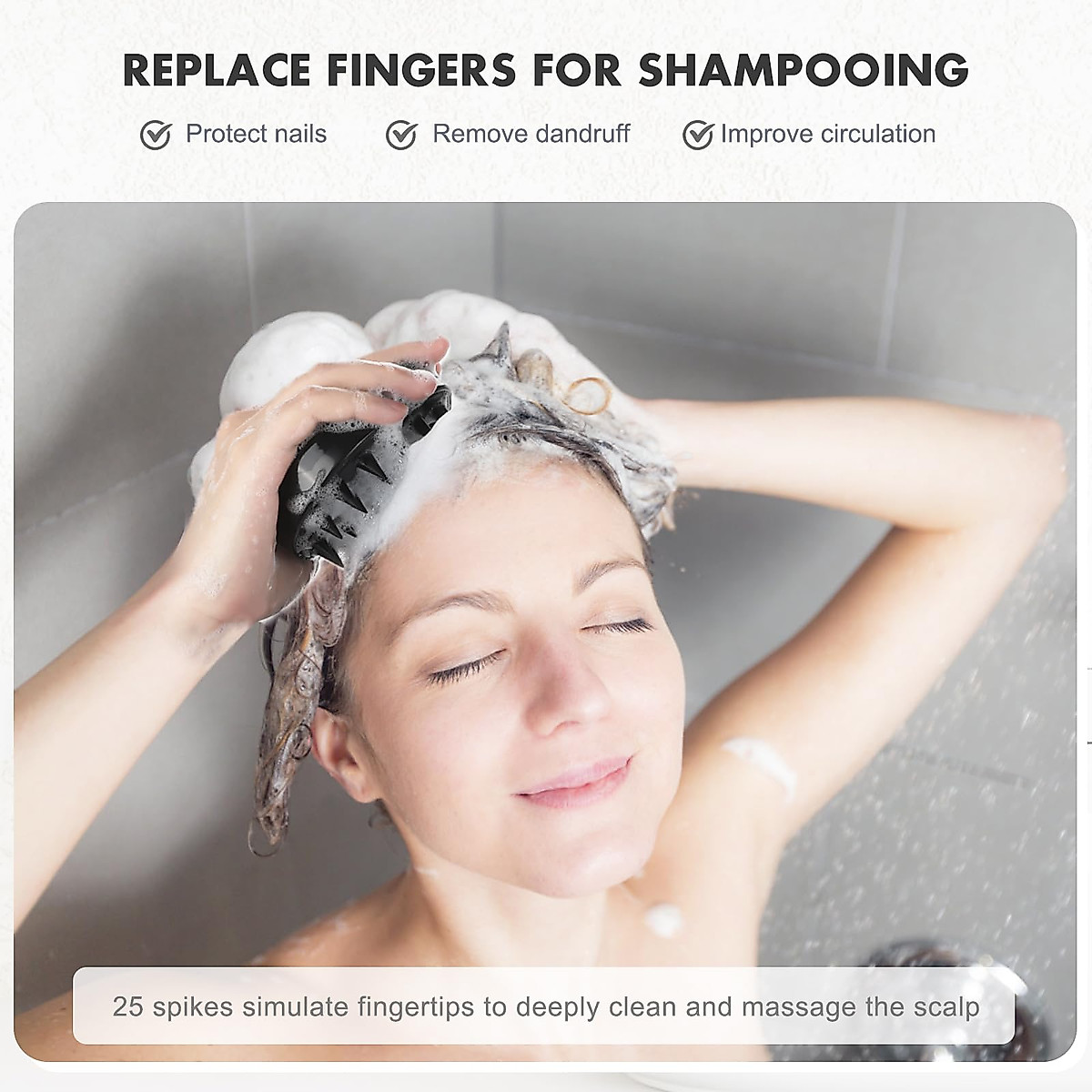 FREATECH Scalp Massager Shampoo Brush with Soft Silicone Bristles for Hair Growth and Scalp Care, Shower Hair Brush Head Massager Scalp Scrubber Exfoliator for Dandruff, Men Women Kids, Black