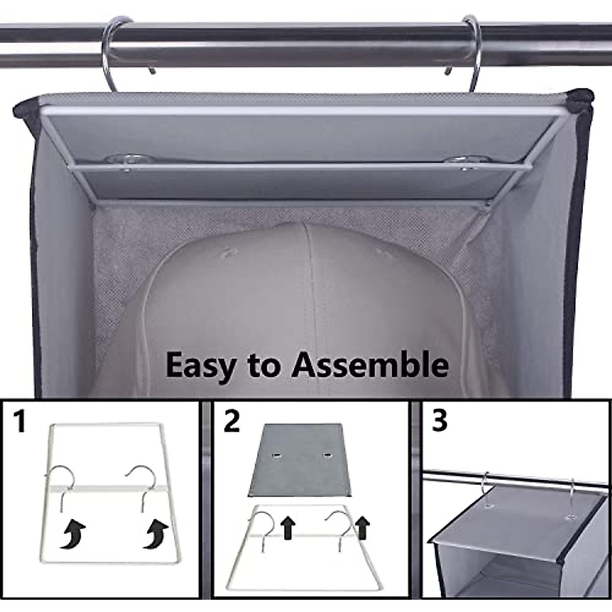 GRANDAN Hat Rack, 10 Shelf Hanging Closet Hats Organizer for Baseball Caps, Easy Hat Holder with Upgrade Metal Hooks (Gray)