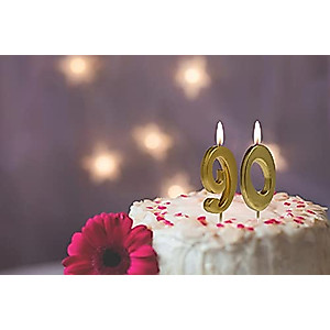 Gold 90th Birthday Candles,Number 90 Cake Topper for Party Decoration