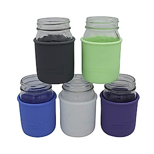 Regular Mouth Pint 16oz Silicone Sleeves/Jackets for Protecting Ball, Kerr, Canning Jars by Mason Jar Lifestyle (Frost, 2 Pack)