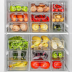 Kingrol 8 Pack Plastic Storage Bins for Freezer, Pantry, Countertop, Cabinet Organization, Stackable Food Storage Organizer with Handles, BPA Free, 10 x 6 x 3 Inch, 10 x 4 x 3 Inch