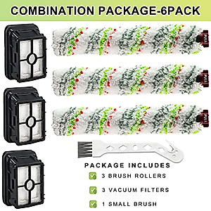 CROSS WAVE Brush Roll Replacement and 1866 Replacement Filters for Bissel CrossWave 2306A CrossWave 1785 Series Vacuum (3 Pack 2460 Multi-Surface Brush Rolls & 3 Pack 1866 Vacuum Filters)