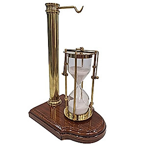 Vintage Hanging Sand Timer with Wooden Stand Nautical Hourglass Desktop Accessory Old Sand Clock Table Decor Antique Nautical Home Decor