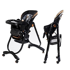 High Chairs for Babies and Toddlers, 8 in 1 Baby High Chair Clearance with Adjustable Seat Back Detachable Seat Cushion and Double Removable Tray, Portable Baby Booster Seat with Wheels (Black)