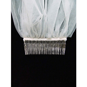 SAMKY 2T 2 Tier Scallop Edge Dangle Crystals Veil - White Fingertip Length 36" V025