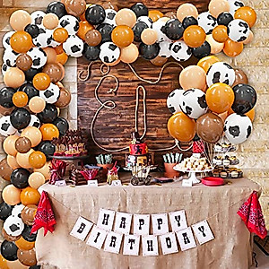130pcs Party Cow Balloons Garland Arch Kit - Mixed Brown Black Cow Print Balloons for Western Cowboy Cowgirl Themed Party Baby Shower Farm Birthday Party Decoration Supplies