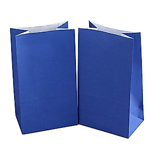 Party Favor Bag - 50 Piece Navy Blue Kraft Paper Treat Bags Ideal for, Lunch, Gift Bags Birthday Parties, July 4th or Baby Showers - 5 x 3 x 9 Inch