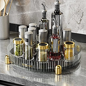 FoodOMeter Makeup Perfume Organizer, 360 Degree Rotating Lazy Susan, Bathroom Vanity Tray, Counter Organizer, Clear