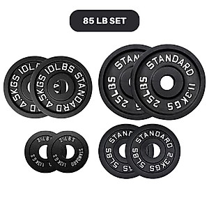 HAJEX Cast Iron Olympic Weight Plates Set 2 inch - Pairs of 2.5 LB, 5 LB, 10 LB - Weights Set 35 LB