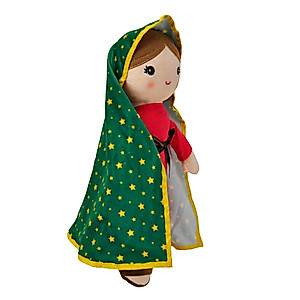 Linzy Plush 14'' (35.5 cm) Virgin Mary Doll | Baptism Gift | Muñeca Virgen de Guadalupe | Virgencita | Catholic Blessed Virgin Mary Doll Handmade Doll | Mary Doll Our Lady of Guadalupe
