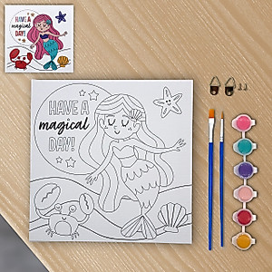 goldentime 4 Packs 8 inch Pre Drawn Canvas Kit, Paint by Numbers for Kids,Stretched Canvaes with Picture, Pre-Printed Acrylic Painting Set Age 8-12 9-12 4-8