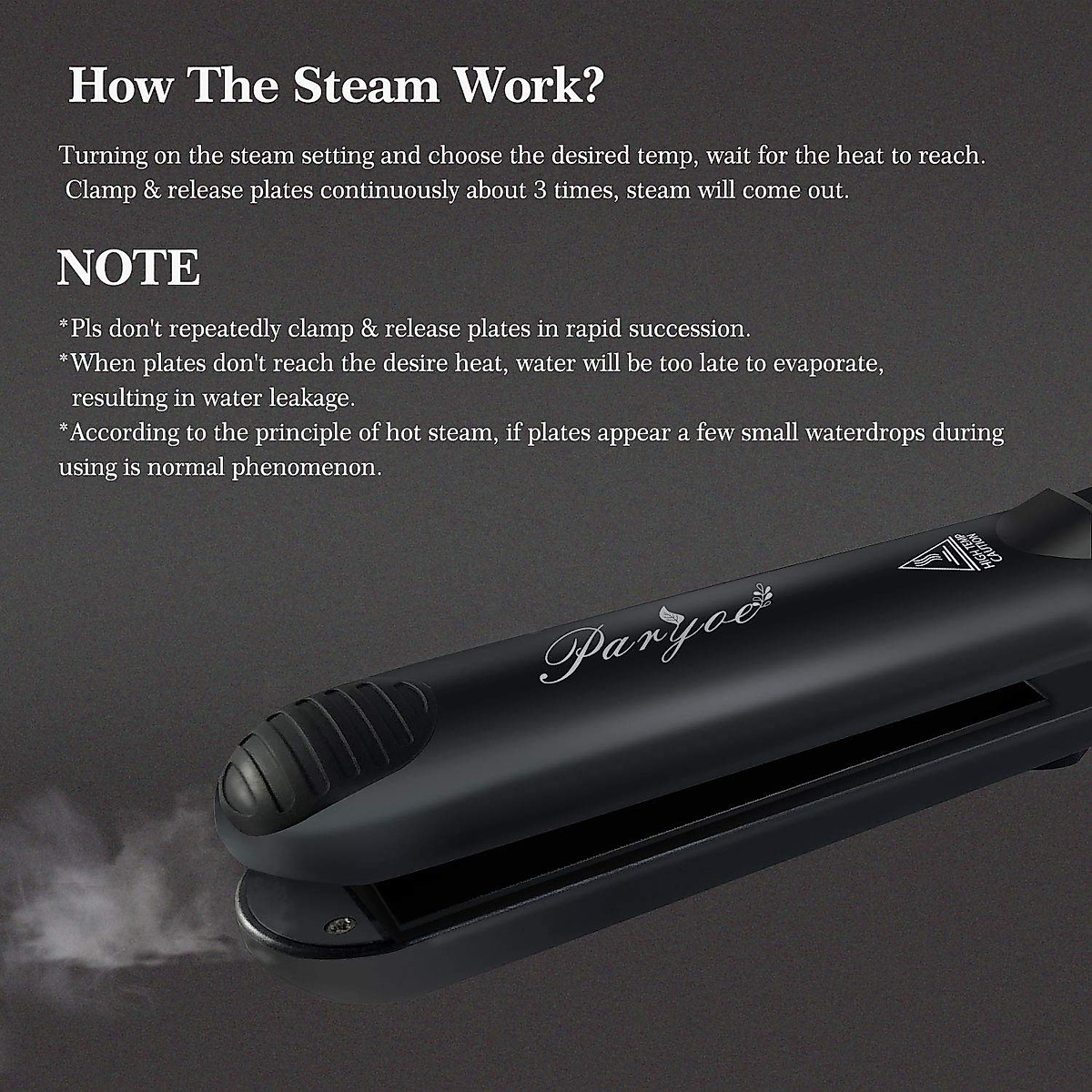 Paryoe Steam Hair Straightener Flat Iron Professional Steam Styler Hair Iron for Straightening Curling Hair Vapor Moisturizing Care, Adjustable Temperature & Auto-Off