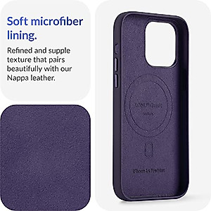 LONLI Classic - (for iPhone 14 Pro Max) - European Nappa Leather Case - Smoothen and Soften Over Time - Compatible with Magsafe - Deep Purple
