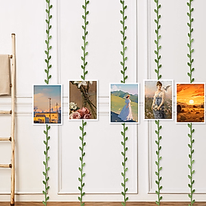 2 PCS 66ft Artificial Vines Artificial Eucalyptus Leaf Garland Fake Hanging Plants Leaves Ribbon Green Leaves Ribbon Decorative for Baby Shower Home Wedding Party Balloon Garland DIY Craft