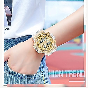 findtime Mens Watch Digital Large Face Outdoor Sport Watch Stopwatch for Men Alarm Tactical 30M Waterproof Watches for Men Military Transparent Design