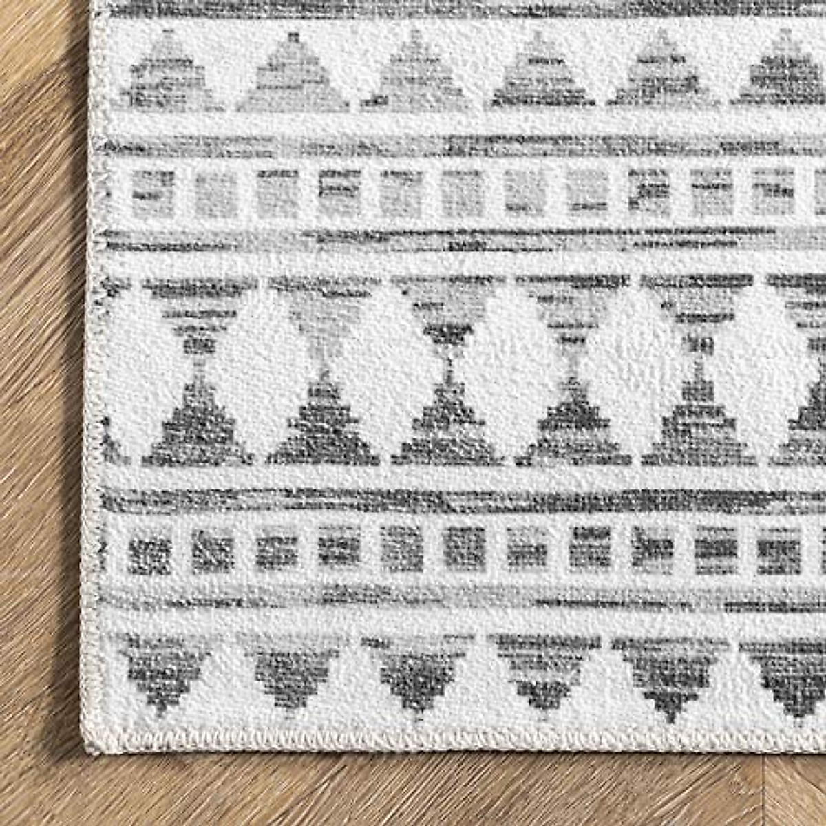 nuLOOM Kira Machine Washable Tribal Geometric Area Rug, 5' x 8', Grey