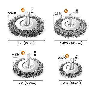 TILAX Wire Brush for Drill Set, 19 Piece Wire Wheel Cup Brush 1/4 Inch Hex Shank, Arbor 0.012 Inch Coarse Carbon Steel Crimped Wire Brush for Drill Attachment, Rust Removal, Polishing and Abrasive