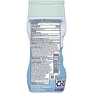 Coppertone Pure and Simple Sunscreen Lotion, SPF 50 Broad Spectrum Sunscreen with Zinc Oxide, 6 Oz, Pack of 2