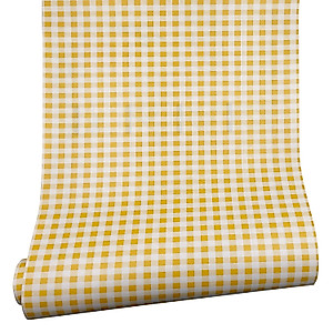 Yifasy Shelf Liner Yellow Grids Self-Adhesive Drawer Shelving Paper Line Study Desk Storage Cabinets 118x17.7 Inch