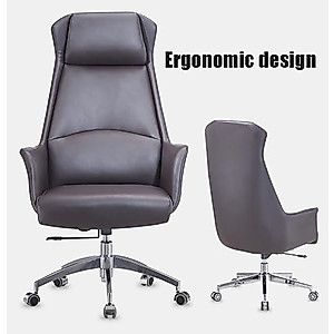 FrYsky Home Office Desk Chairs, Swivel Chair Light Luxury Leather Office Computer Executive Office Comfortable Height-Adjustable Swivel Chair (Color : Dark Brown)