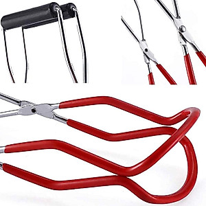 Oriflame Canning Jar Lifter Tongs, Stainless Steel Jar Lifter with Rubber Grips - for Slip Wide-Mouth Clip for Kitchen Restaurant (Red)