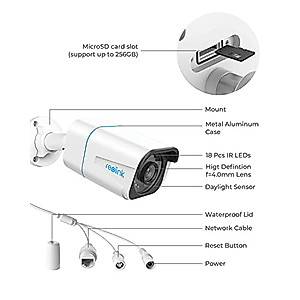 REOLINK 4K Security Camera Outdoor System, Surveillance IP PoE Camera with Human/Vehicle/Pet Detection, 25FPS Daytime, 100F IR Night Vision, Work with Smart Home, Up to 256GB SD Card, RLC-810A