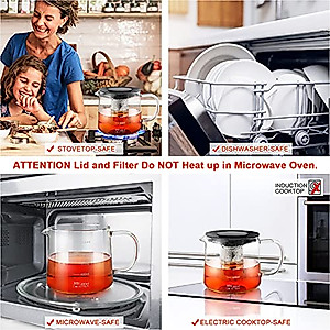 Glass Teapot with Infuser - 1500ml/50 OZ Tea Kettle Stovetop Safe Tea Pot for Blooming Tea Loose Leaf Tea, Premium Tea Maker with Gift Box