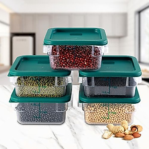 Hakka 2 Qt Commercial Grade Square Food Storage Containers With Lids,Polycarbonate,Clear - Case of 5