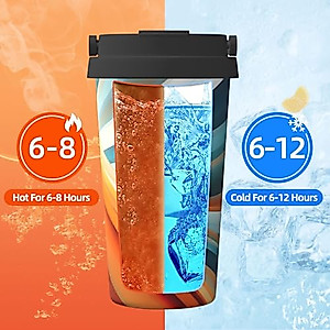 WANGXUEE Striped Print 500ml Stainless Steel Travel Tumbler Double Wall Vacuum Insulated Coffee Mug