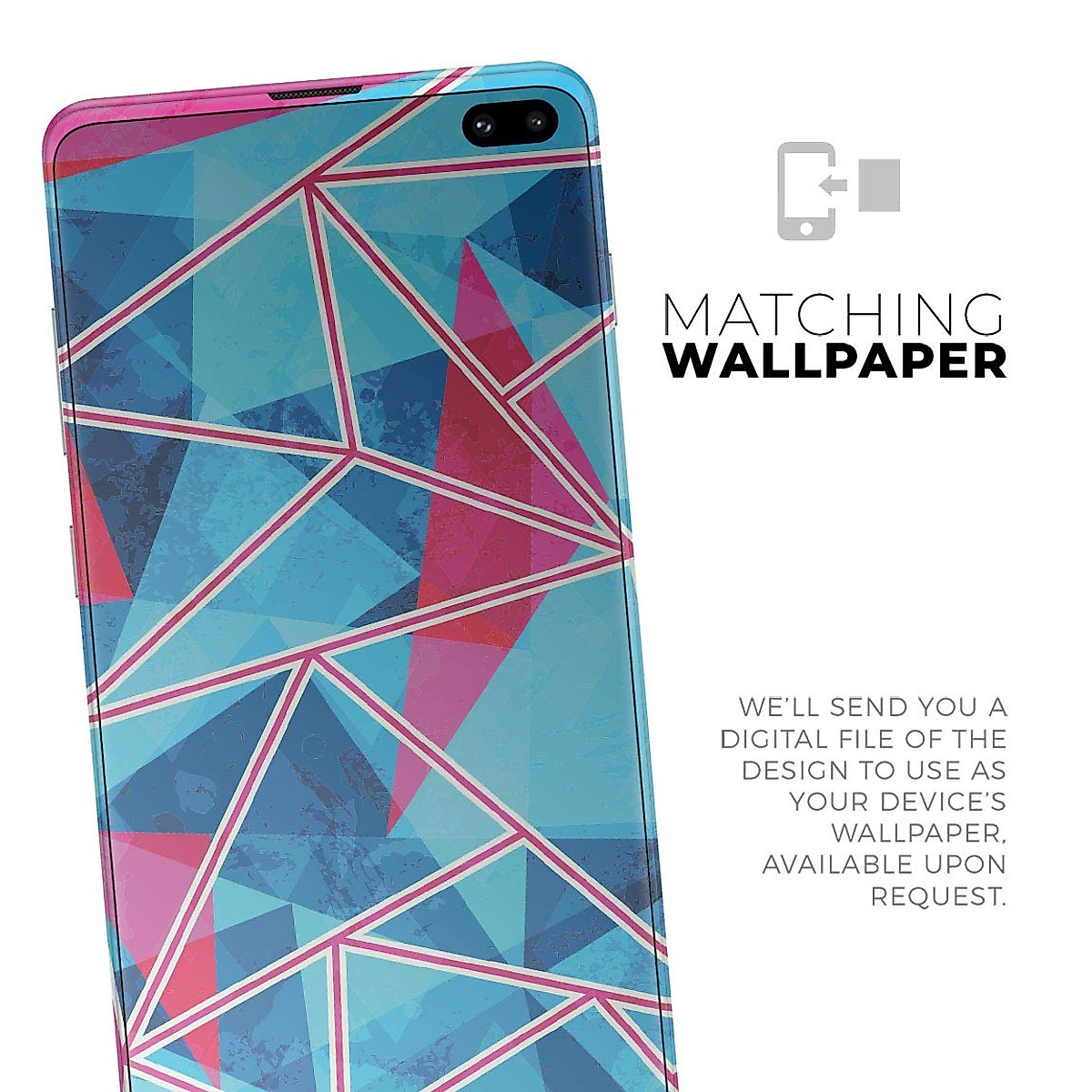 DesignSkinz Vivid Blue and Pink Sharp Shapes Protective Vinyl Decal Wrap Skin Cover Compatible with The Samsung Galaxy S20 (Screen Trim & Back Glass Skin)