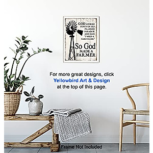 So God Made a Farmer Wall Decor - 8x10 Farm Poster - Farm Wall Art Sign - Farm Pictures - Farm Wall Decor for Living Room, Kitchen - Christian Religious Gifts - Farmhouse Decor - Paul Harvey