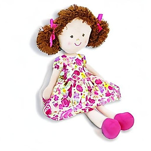 June Garden 16" Rose Scented Soft Doll Rosa - Stuffed Cuddly Plush Doll Gifts for Girls - Pink Floral Dress