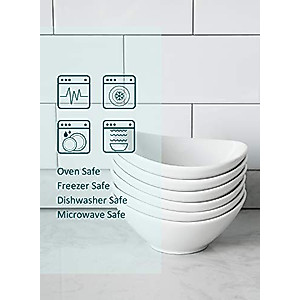 Teocera Porcelain Small Bowls, Dessert Bowls Set - 6 Ounce for Ice Cream, Small Side Dishes, Set of 6, White