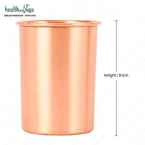 SoulGenie HealthAndYoga™ qCup Pure Copper Tumblers for Drinking - Ayurvedic Health Pure Copper Cups – 2 pcs. set - 250 ml.(8 fl oz) (Plain)