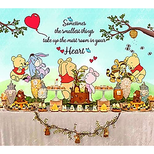 DMJ Cartoon Little Bear Backdrop for Baby Boys Girls Birthday Party Classic Bear and Its Friends Photography Background Cake Table Decoration Background 5x3ft