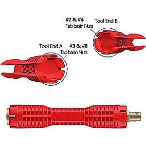 Faucet and Sink Installer（8-in-1）Multi-purpose Wrench Plumbing Tool for Toilet Bowl/Sink/Bathroom/Kitchen Plumbing Repair Installation Hand Tools(red)…