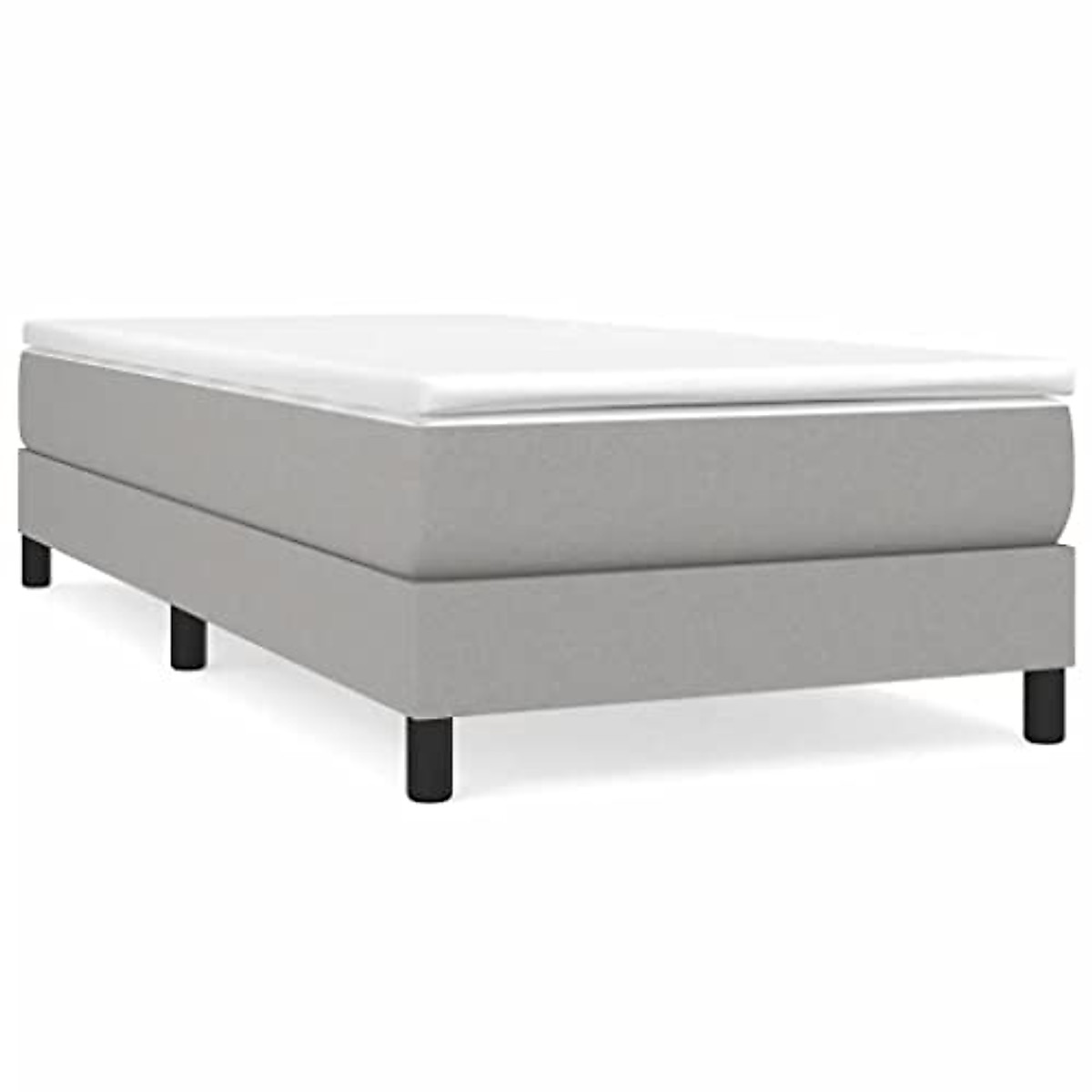 vidaXL Box Spring Bed with Mattress Home Bedroom Mattress Pad Single Bed Frame Base Foam Topper Furniture Light Gray 39.4"x79.9" Twin XL Fabric
