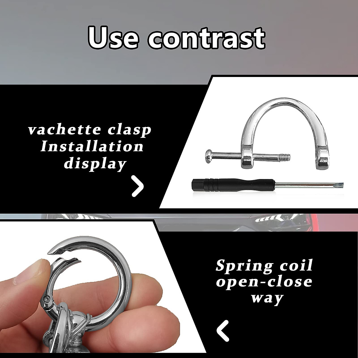 RBOKO American Flag Car Keychain Accessories with Zinc Alloy Suit, Universal Key Fob Keychain Leather for Men and Women (Silver)