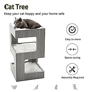 ZRen Modern Cat Tree Cat Furniture - Multi-Level Spacious Perch Cat Tower - 27.5 Inch Luxury Cat Tree Stand House with Removable Soft Blanket and Condo for Kittens