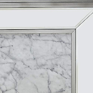 SEI Furniture Trandling Mirrored & Faux Electric Fireplace, Antique Silver/White Marble (AMZ9537201EF)