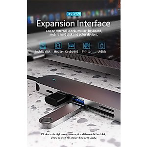 USB C Hub, 6 in 1 USB C Docking Station with 4K HDMI, 1 USB 3.0/1 USB 2.0, PD, SD/TF Card Reader, Type-C Data Transfer., space grey