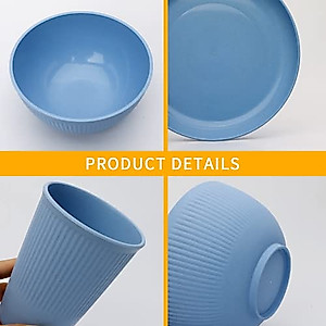 Wheat Straw Dinnerware Set, 18 Pcs Unbreakable Reusable Plates, Cups and Bowls Set for 6, Lightweight Dinner Plates and Bowls, Top-rack Dishwasher Safe