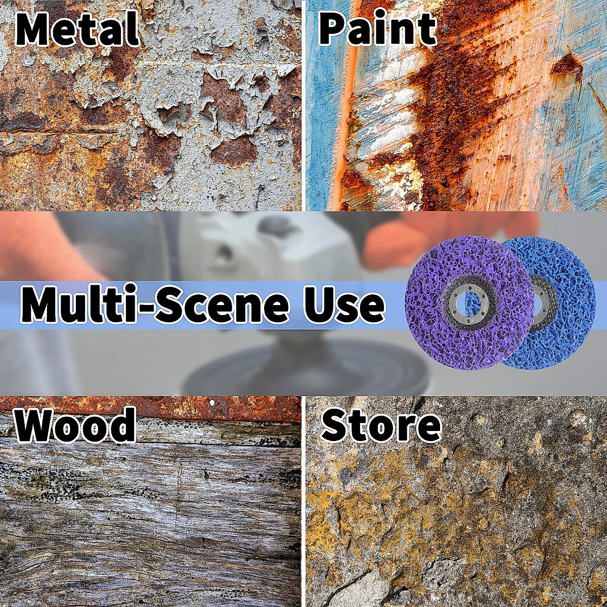 12 PCS Strip Discs 4-1/2 "x 7/8" Stripping Wheel Suitable for Cleaning Angle Grinder to Remove Paint, Rust and Weld Oxidation(Blue&Purple)