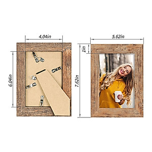 iRahmen 4x6 Picture Frame Set of 4, Rustic Brown with Real Glass 4 x 6 Photo Frames for Desktop Display and Wall Mounting