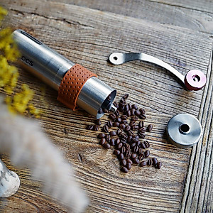 ALOCS Manual Coffee Grinder, Stainless Steel Coffee Bean Grinder, Adjustable Ceramic Conical Burr Coffee Grinder, Portable Coffee Grinders for Home Use, Office, Travel and Camping