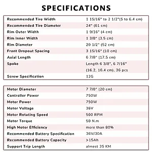 AW Electric Bicycle Front Wheel 24" E-Bike Conversion Kit 36V 750W Ebike Wheel Kit Thumb Throttle Hub Bicycle Conversion Motor Kit